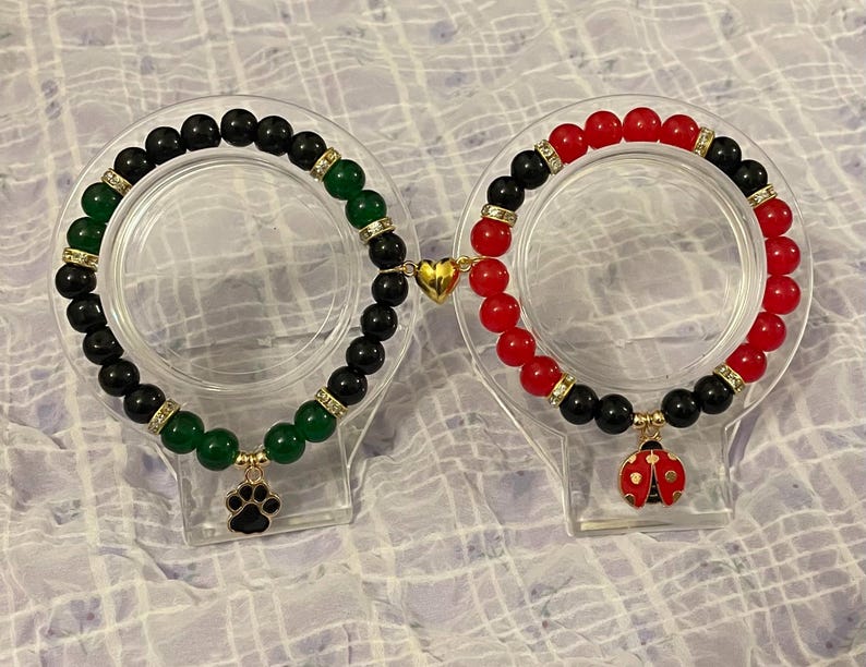 Ladybug and Cat Noir Matching Bracelets, Couple Bracelets, Friendship ...
