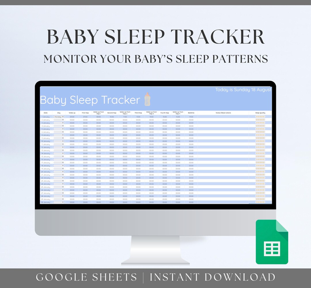 Baby Sleep Spreadsheet Tracker Google Sheets - Etsy