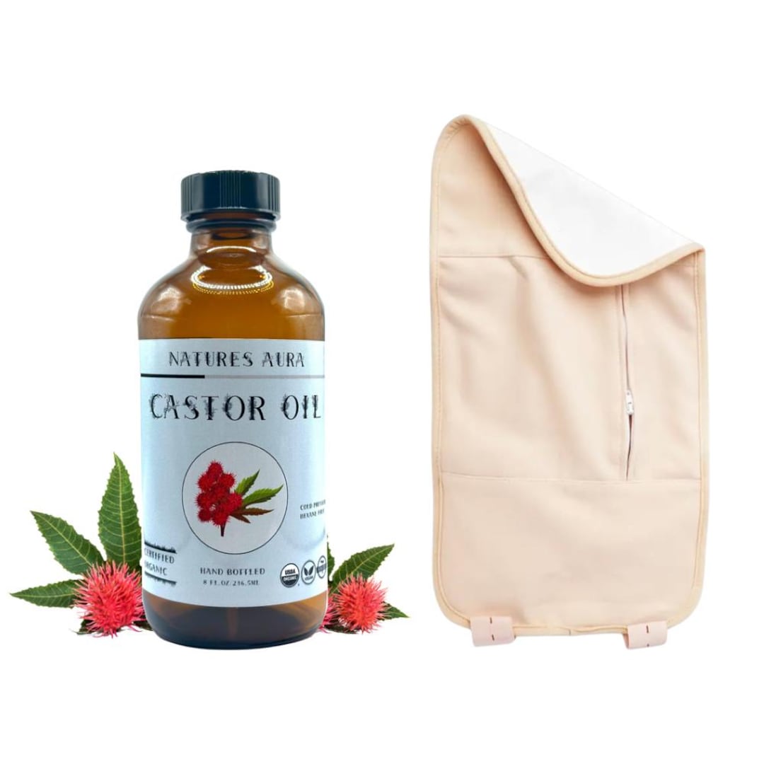 Natures Aura Organic Castor Oil + Castor Oil Pack Wrap & Wands - (glass ...