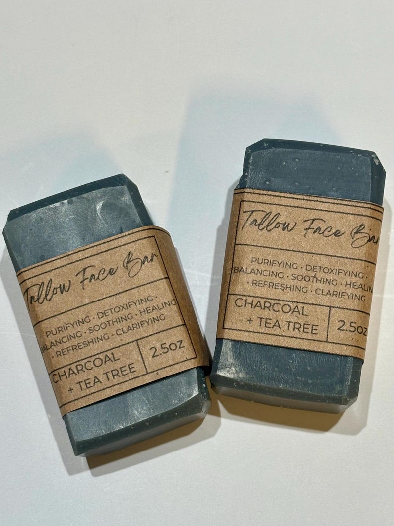 Charcoal and Tea Tree Tallow Face Bar - Etsy