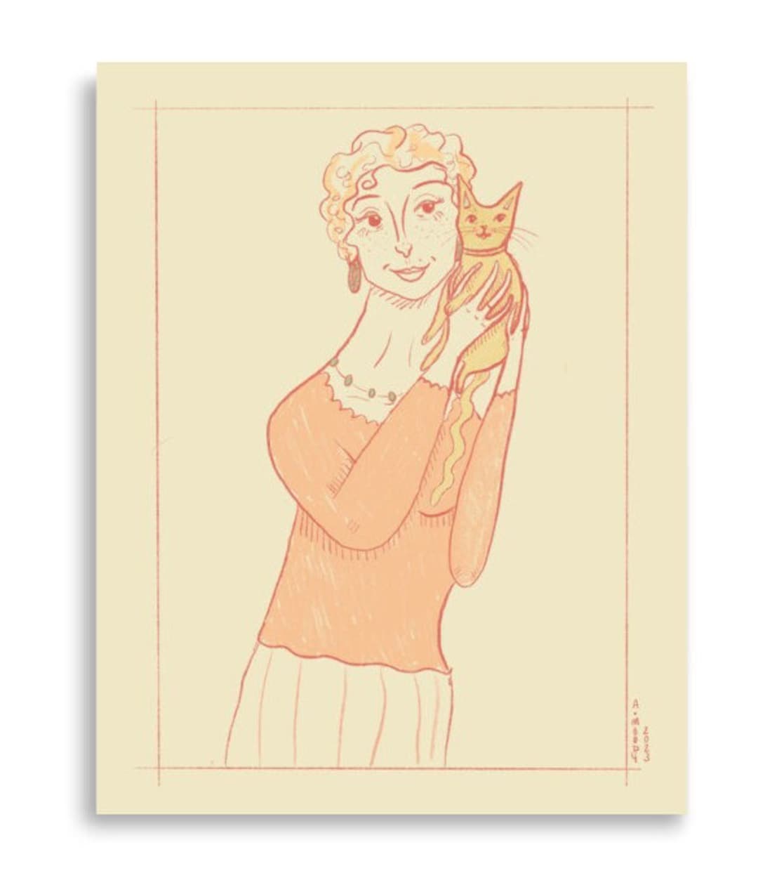 Caroline Cat Print - Etsy