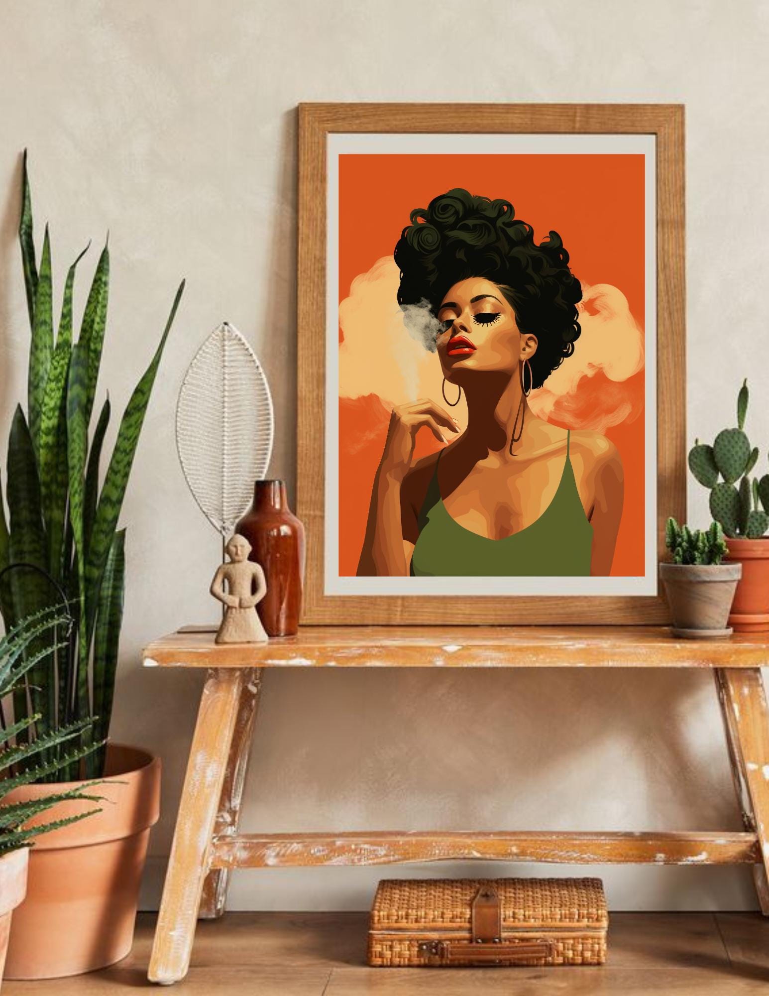 Lady Smoking Poster , 420 Poster, Midcentury Modern 420 Inspired Wall ...