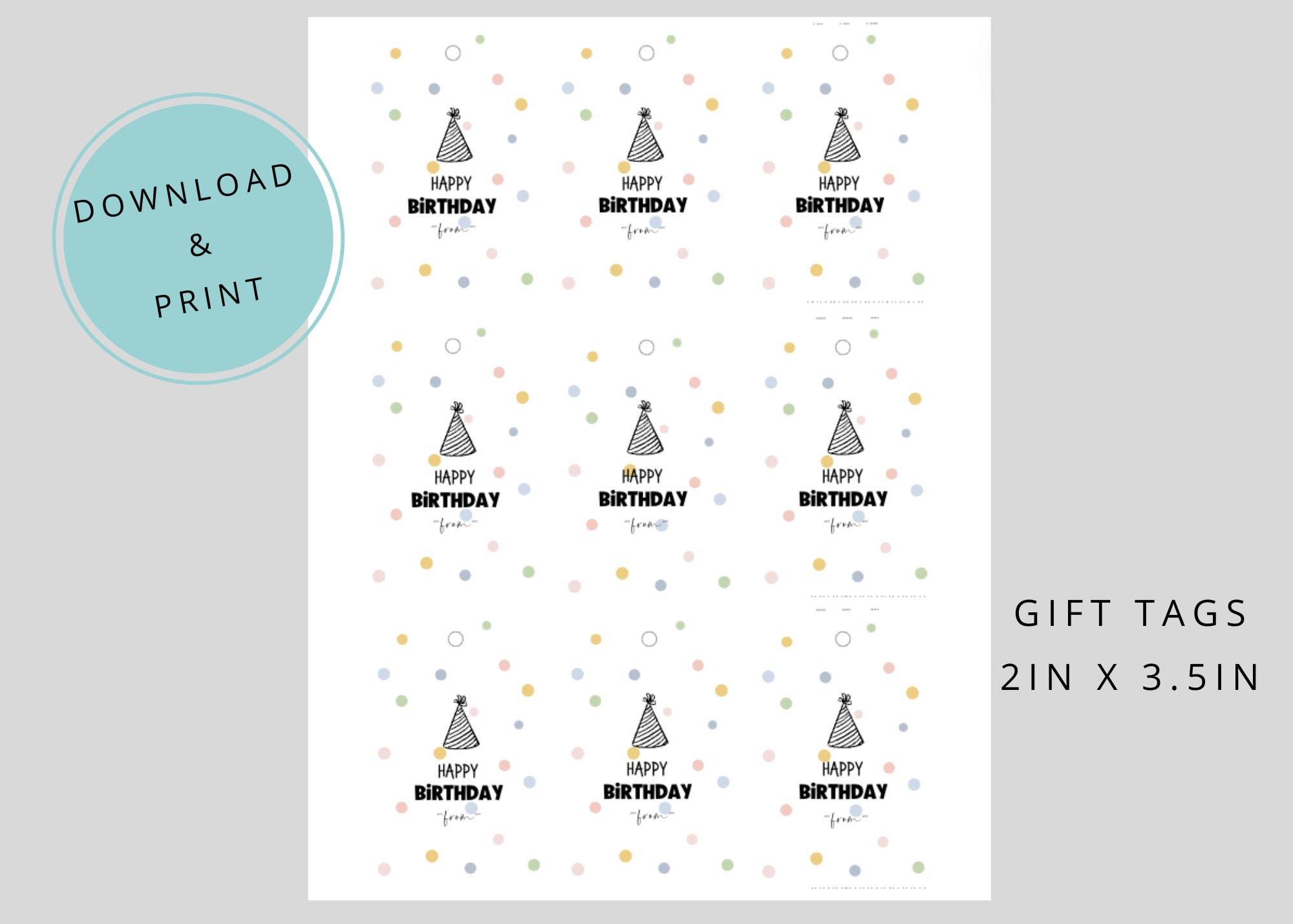 Printable, Happy Birthday Gift Tags, Party Tags, Birthday Favor Tags ...