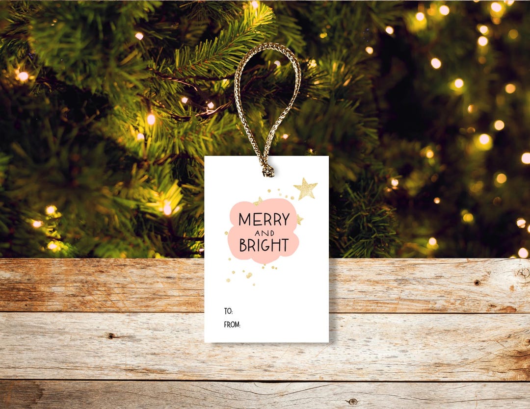 Christmas Merry & Bright Gift Tags Printable, Treat Tags, Favor Tags ...
