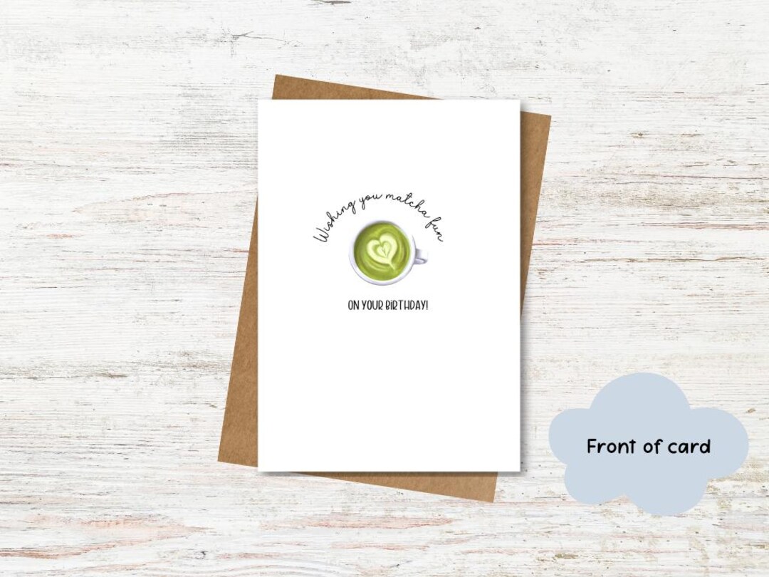 Matcha Fun Birthday Card, Handmade Greeting Card - Etsy