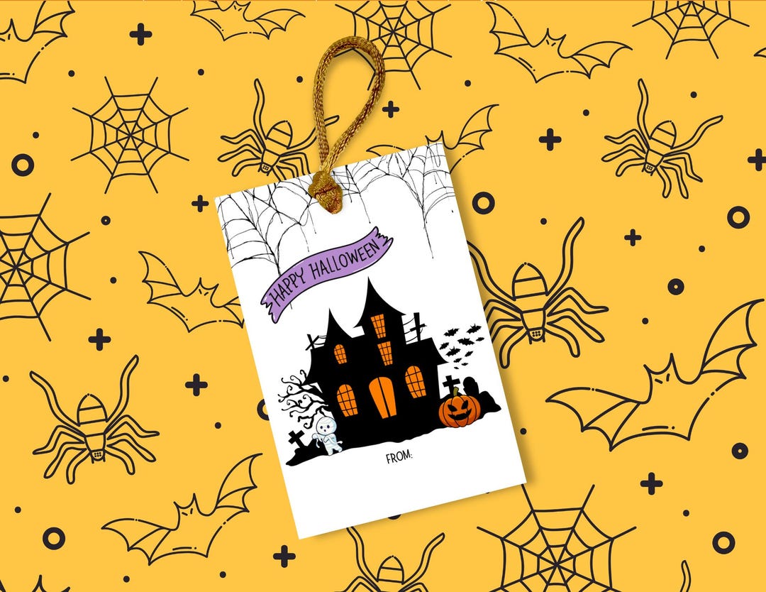 Halloween Tags Printable, Halloween Haunted House Treat Tags, Favor ...
