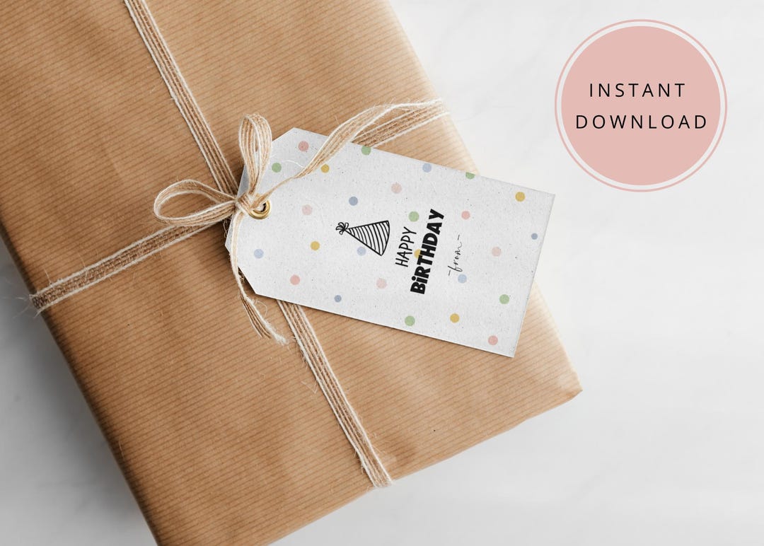 Printable, Happy Birthday Gift Tags, Party Tags, Birthday Favor Tags ...