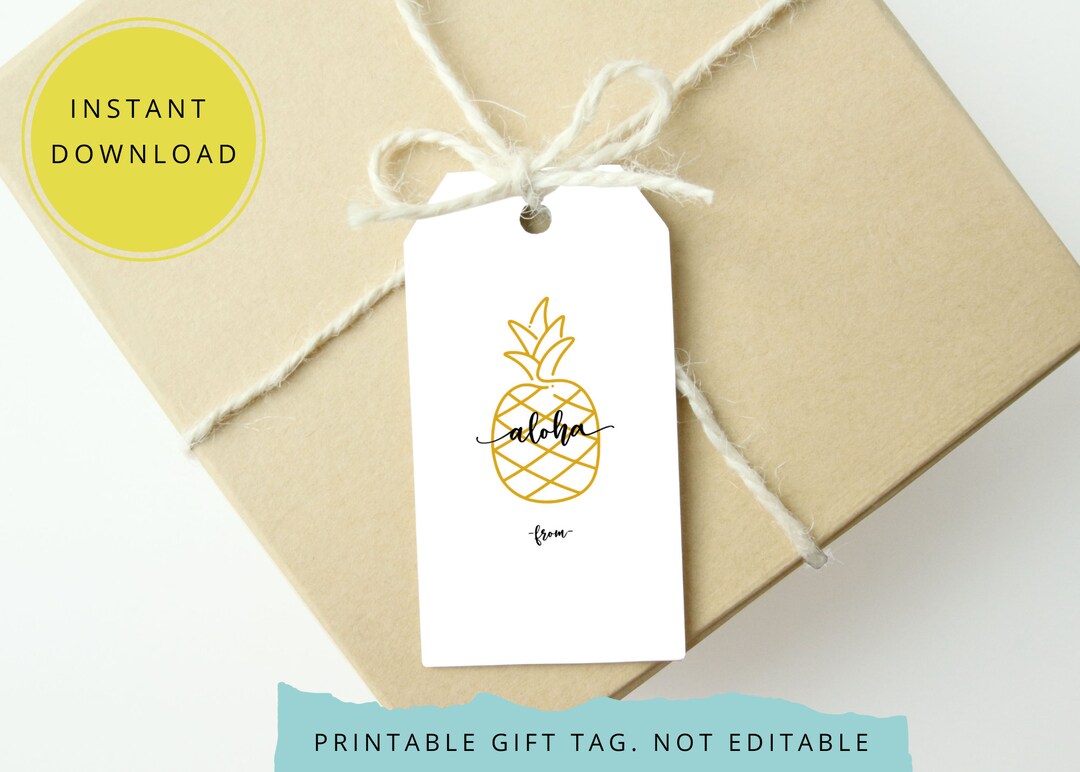 Printable Pineapple Gift Tags, Aloha Favor Tags, Hawaiian Labels ...