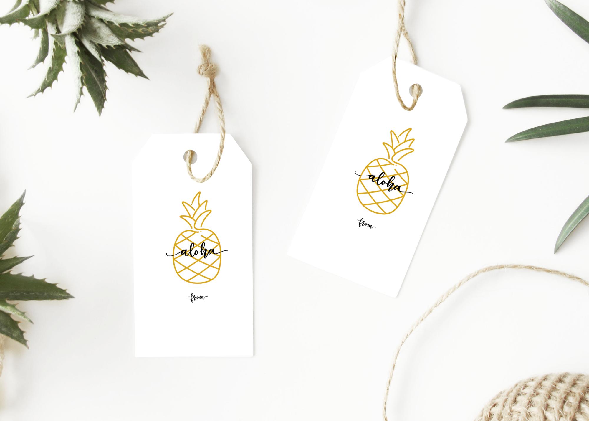 Printable Pineapple Gift Tags, Aloha Favor Tags, Hawaiian Labels ...