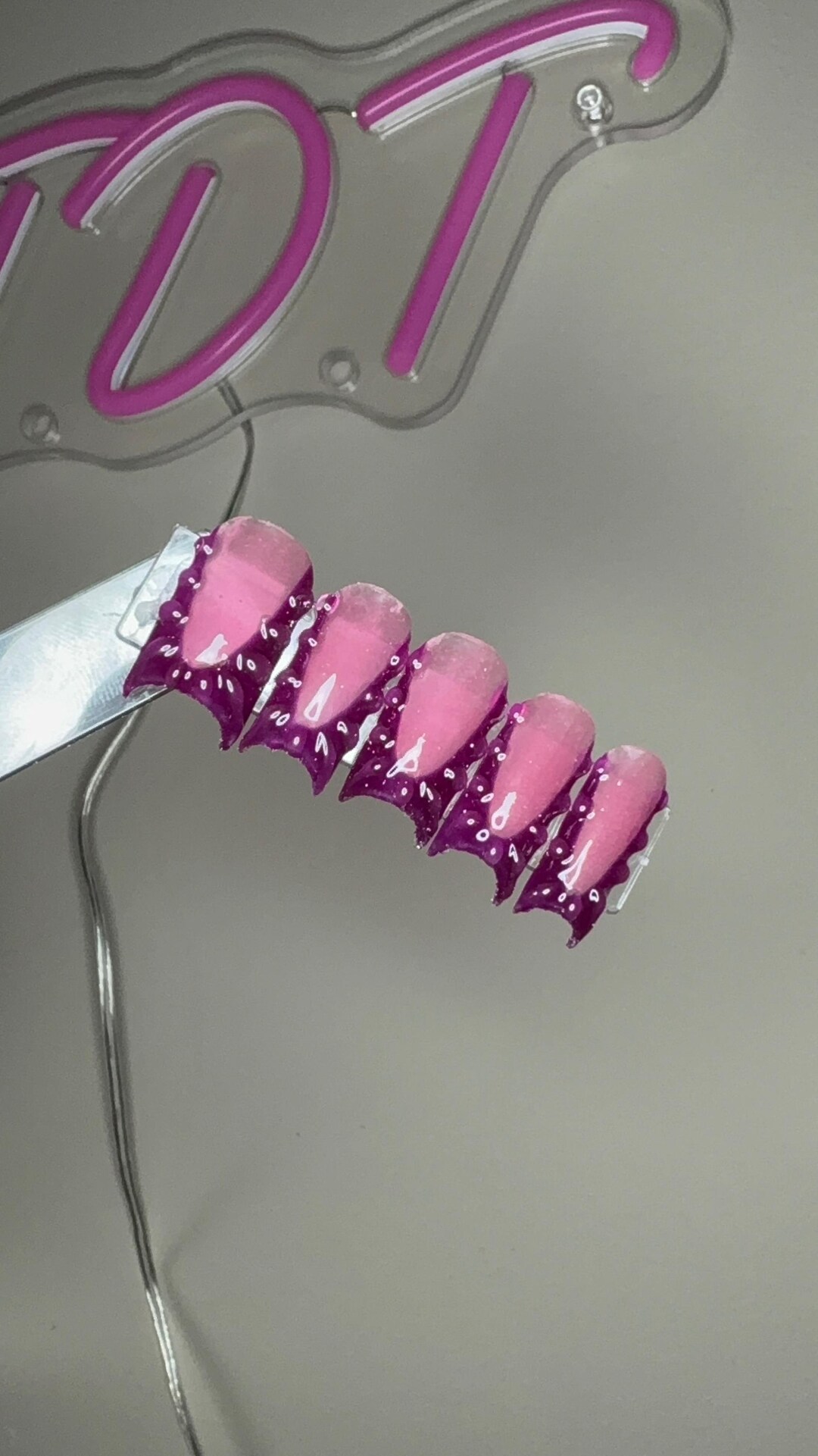 Purple Textured French Tip Acrylic Press Ons - Etsy