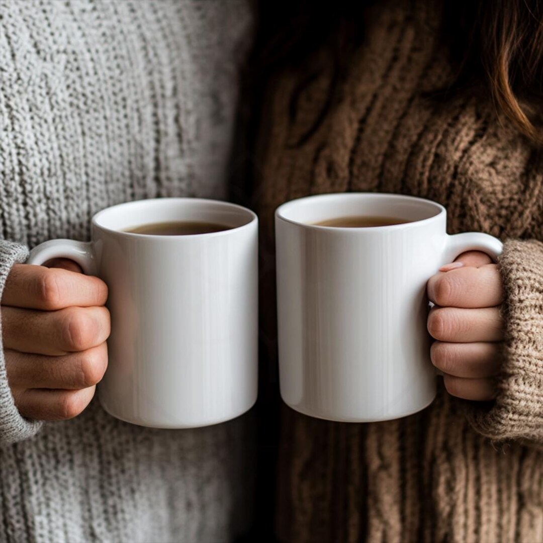 Cozy Couple Mug Mockup, Digital Mug Design, Two Hands Holding Mugs ...
