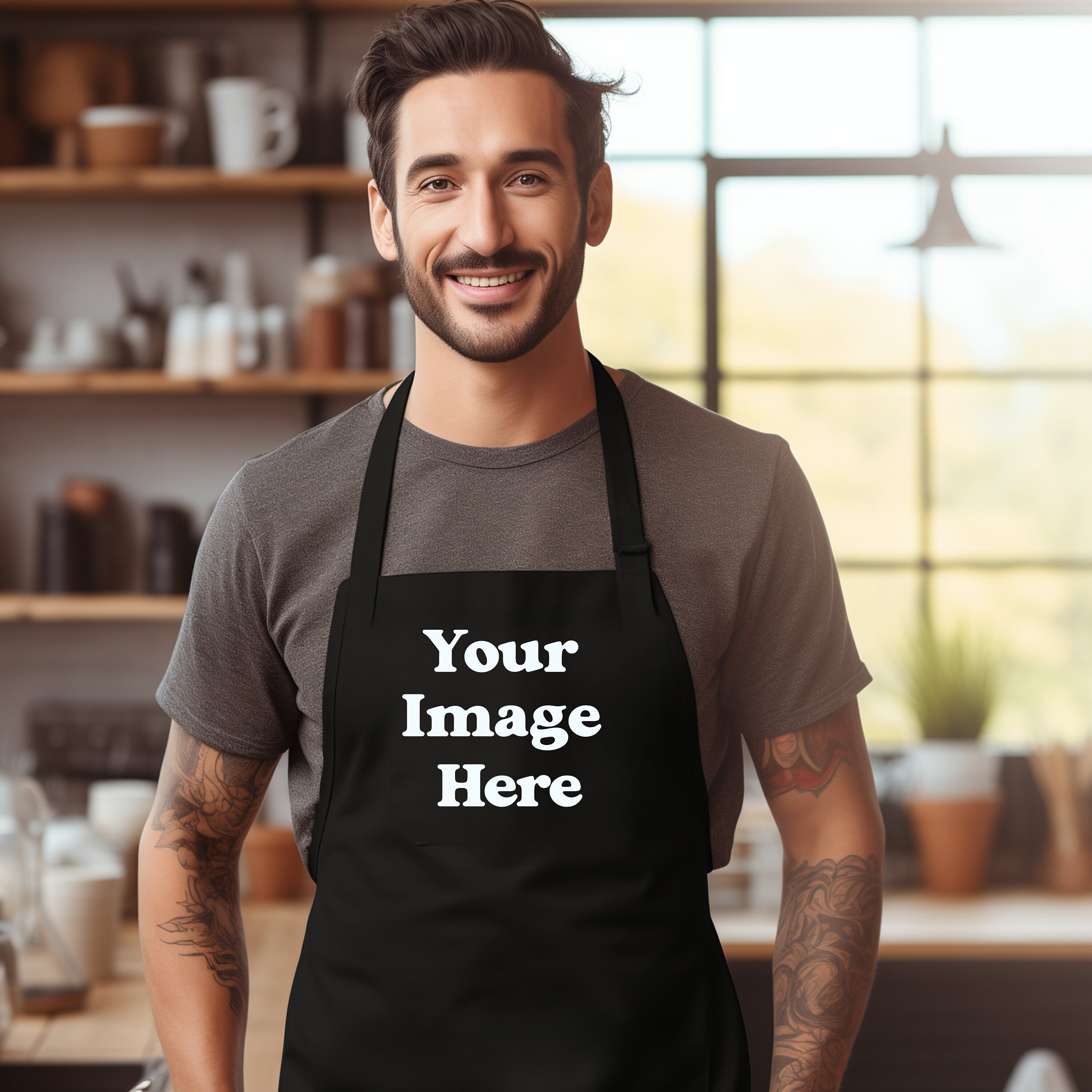Black Apron Mockup, Blank Apron Template Mock Up, Chef Apron, Flat Lay ...