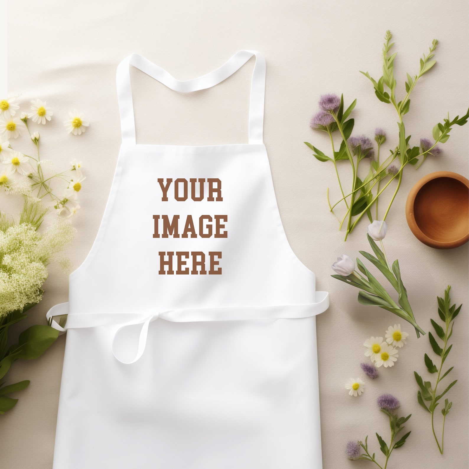 White Apron Mockup, Blank Apron Template Mock Up, Chef Apron, Flat Lay ...