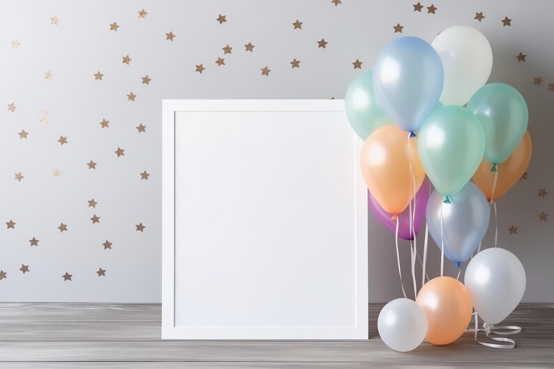 Editable Party Balloon Poster Mockup, Digital Download Frame Mockup ...