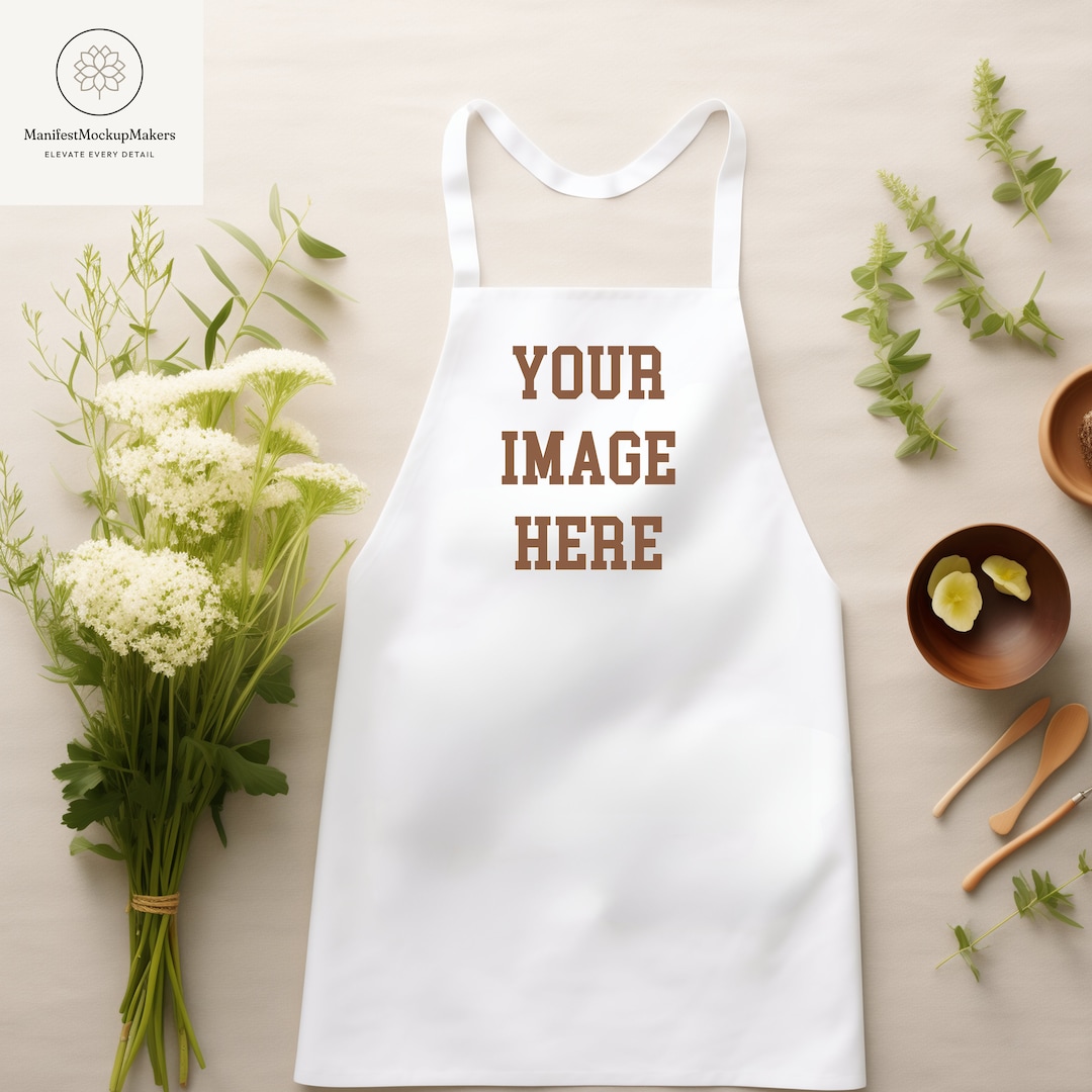 White Apron Mockup, Blank Apron Template Mock Up, Chef Apron, Flat Lay ...