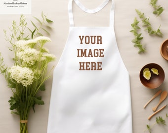 White Apron Mockup, Blank Apron Template Mock Up, Chef Apron, Flat Lay Aprn Mockup, Apron Mockup ...