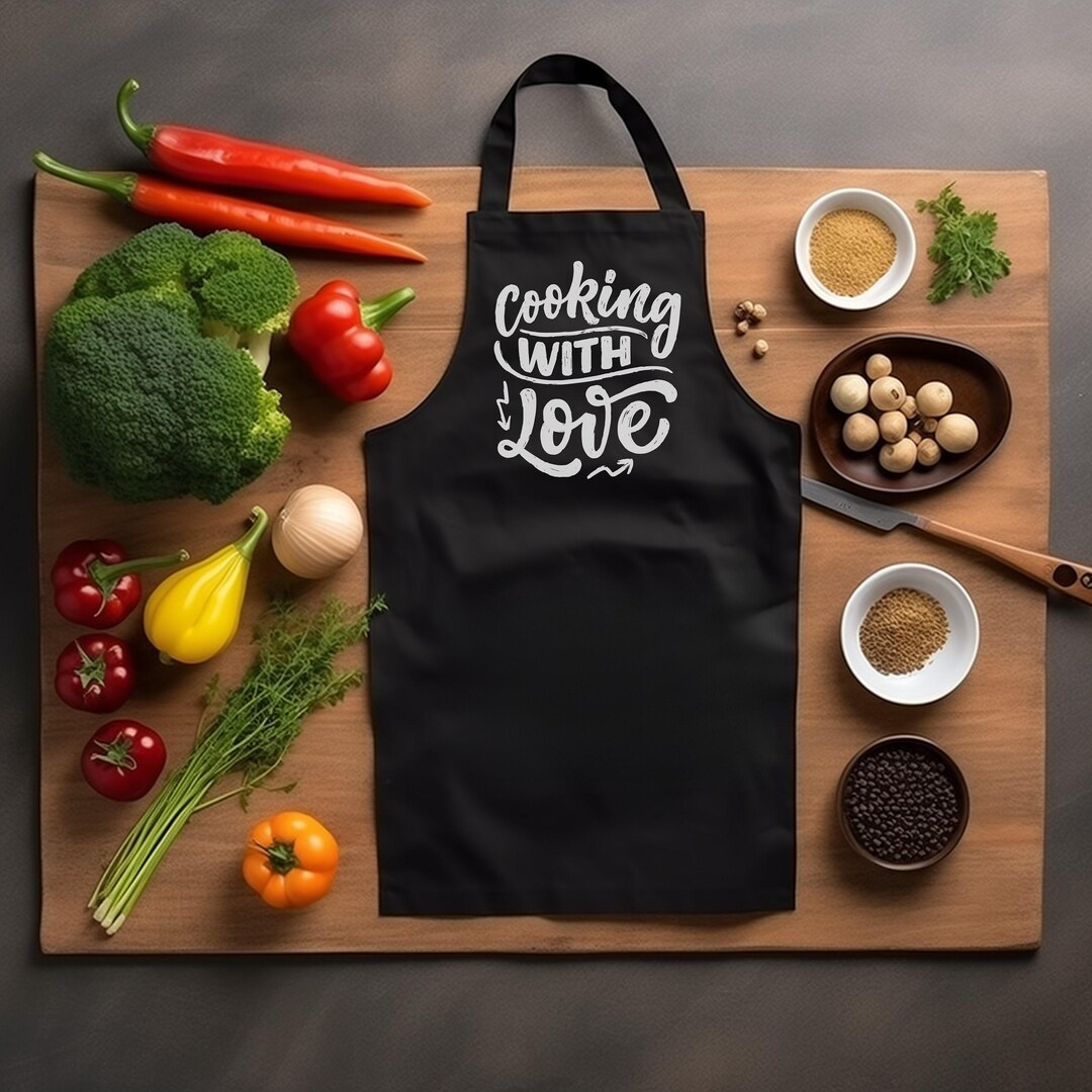 Black Apron Mockup, Blank Apron Template Mock Up, Chef Apron, Flat Lay ...