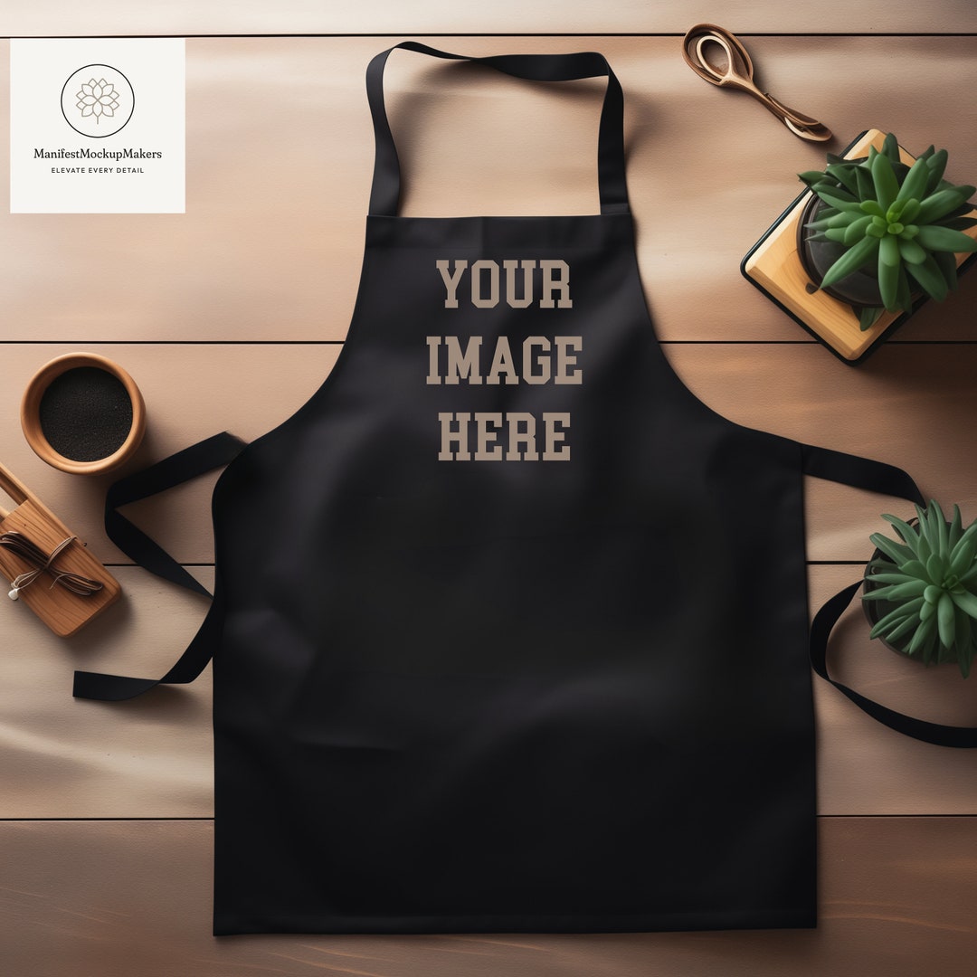 Black Apron Mockup, Blank Apron Template Mock Up, Chef Apron, Flat Lay ...