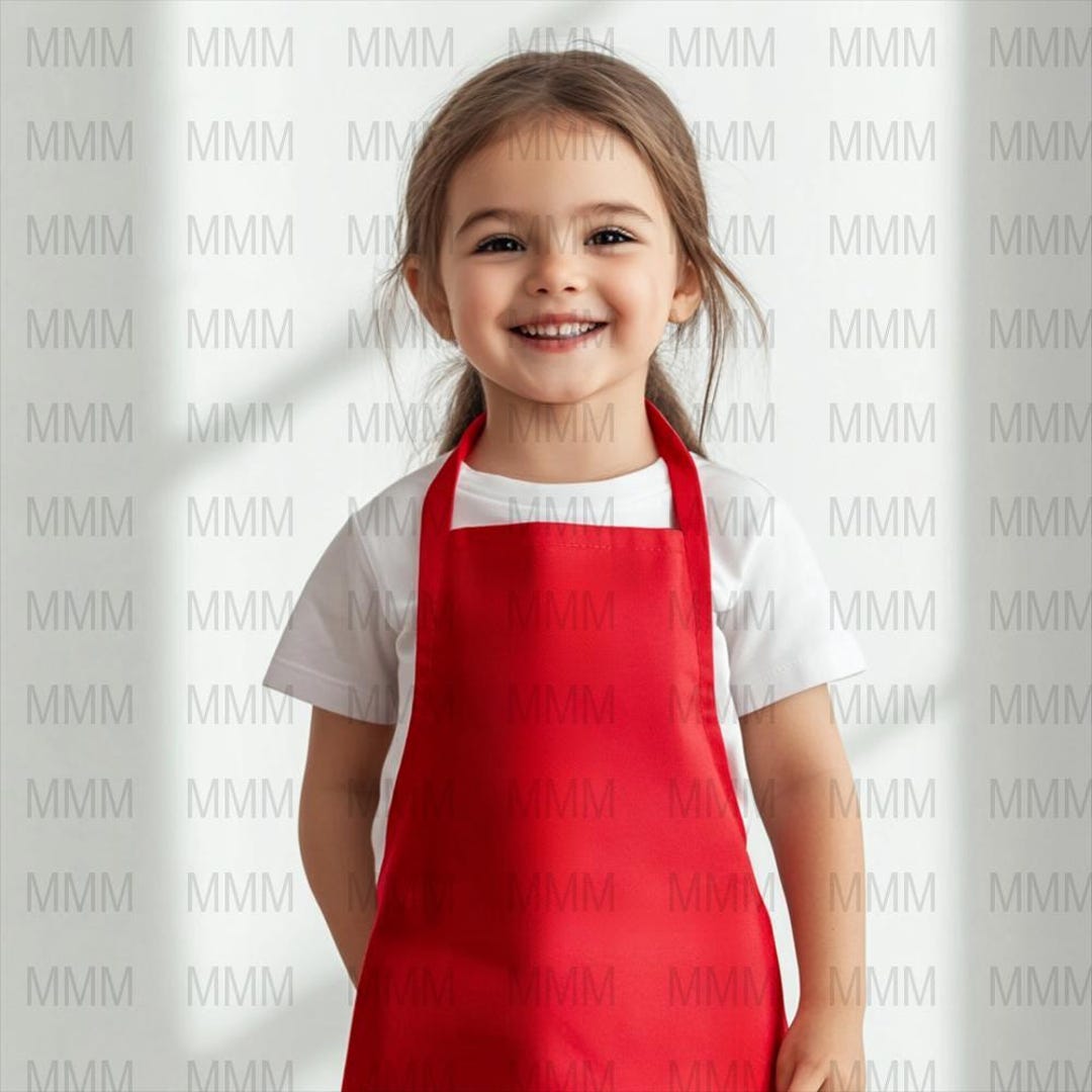 Kids Red Apron Mockup, Digital Mockup for Kids Apron, PNG File, Blank ...