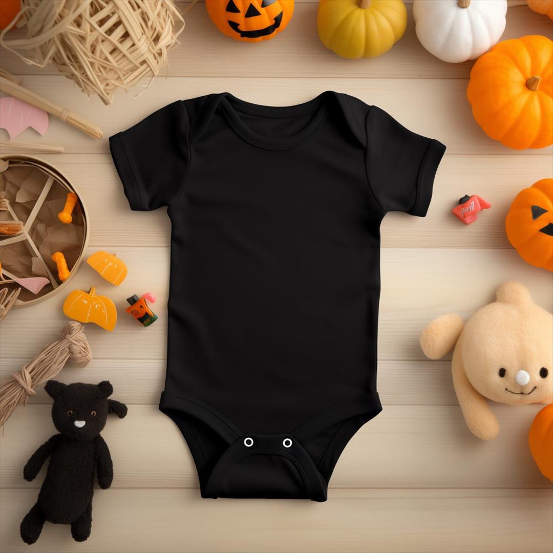 Halloween Black Baby Onesie PNG Mockup Baby Shower Gift Digital ...
