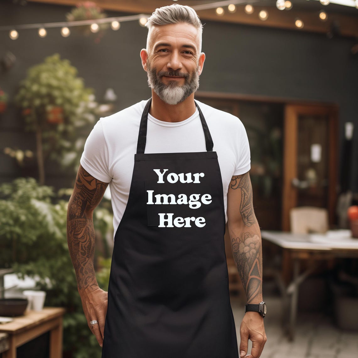 Black Apron Mockup, Blank Apron Template Mock Up, Chef Apron, Flat Lay ...