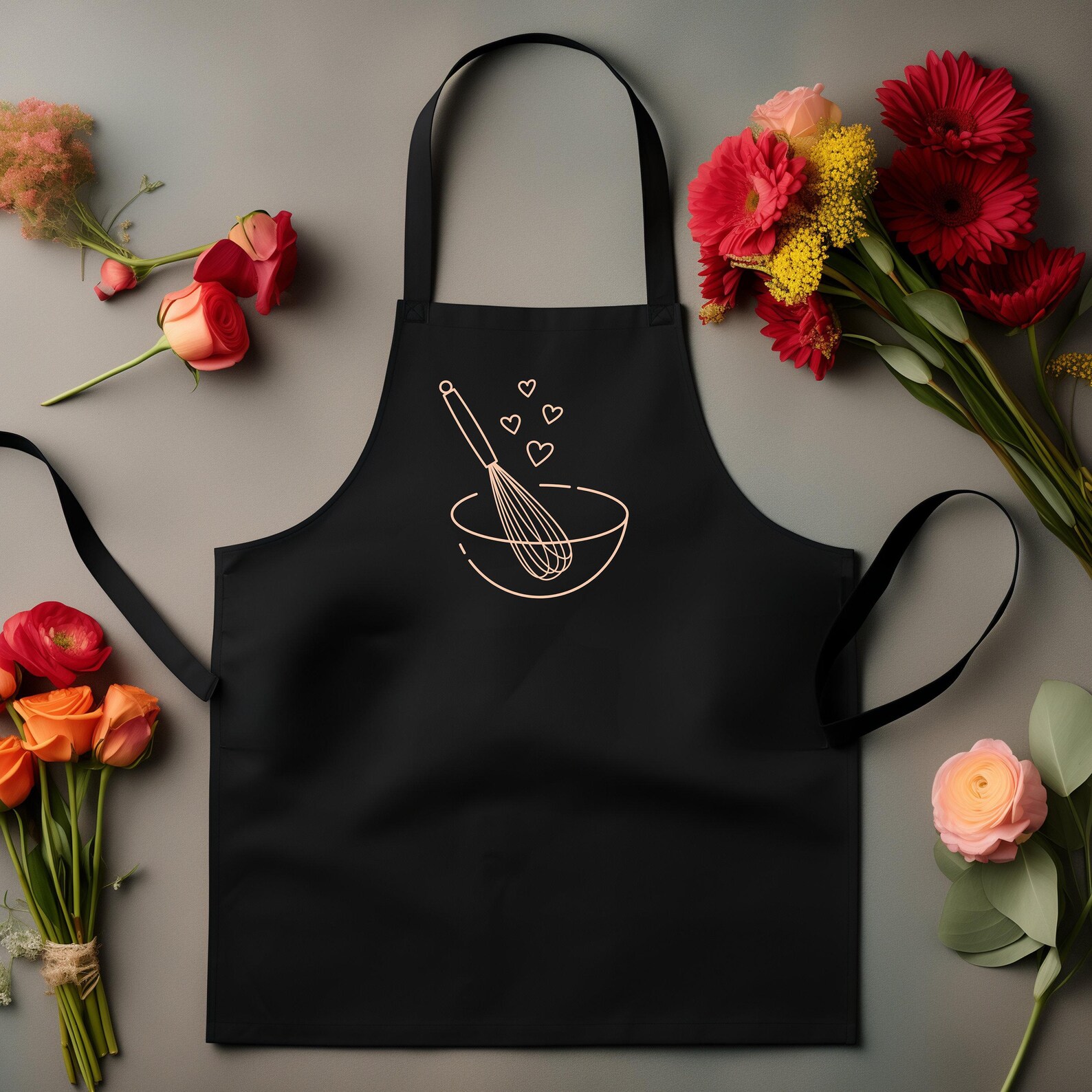 Black Apron Mockup, Blank Apron Template Mock Up, Chef Apron, Flat Lay ...