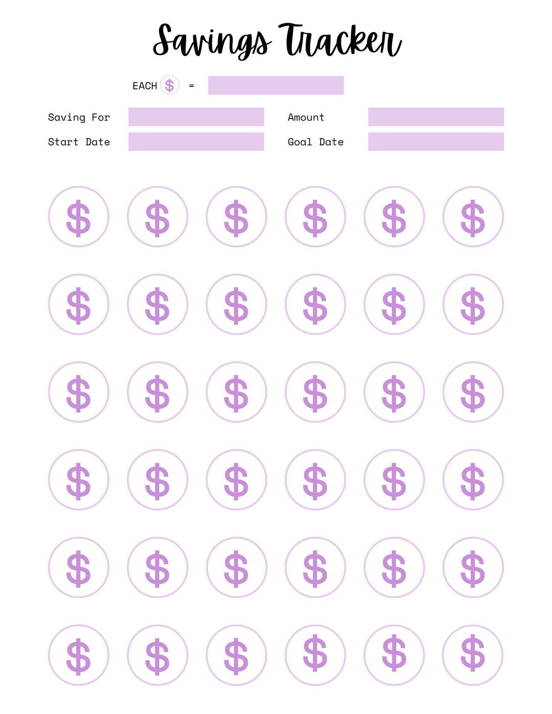 Saving Tracker Downloadable Printable - Etsy