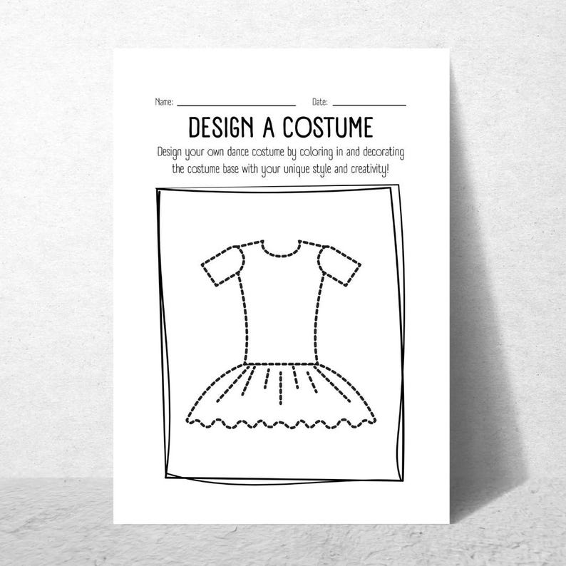 Dance Costume Design Worksheets | Printable Coloring Pages for Kids ...