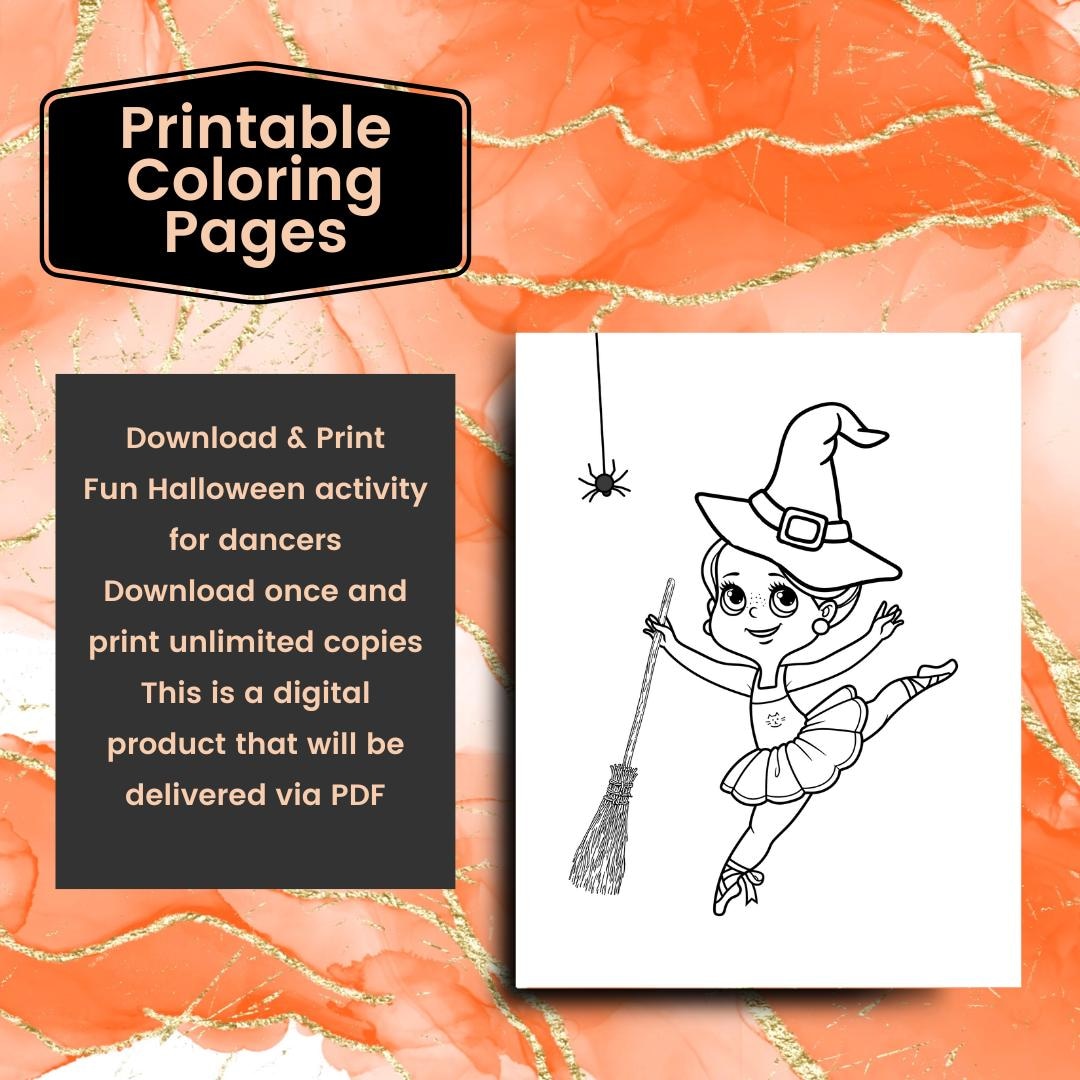 Halloween-themed Dancer Coloring Pages – Printable PDF for Kids, Moms ...