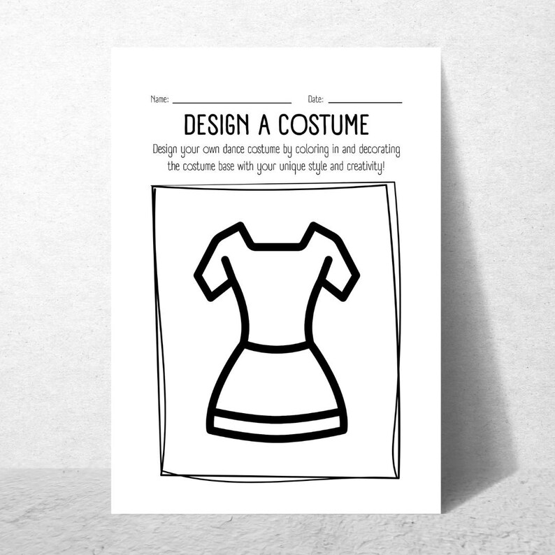 Dance Costume Design Worksheets | Printable Coloring Pages for Kids ...
