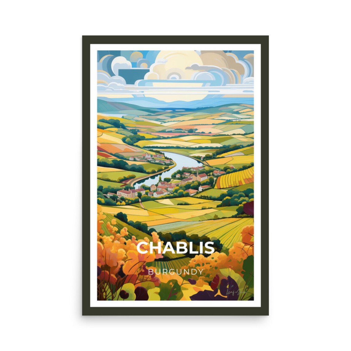 Chablis Wine Region Poster, Elegant French Vineyard Print on Japanese ...