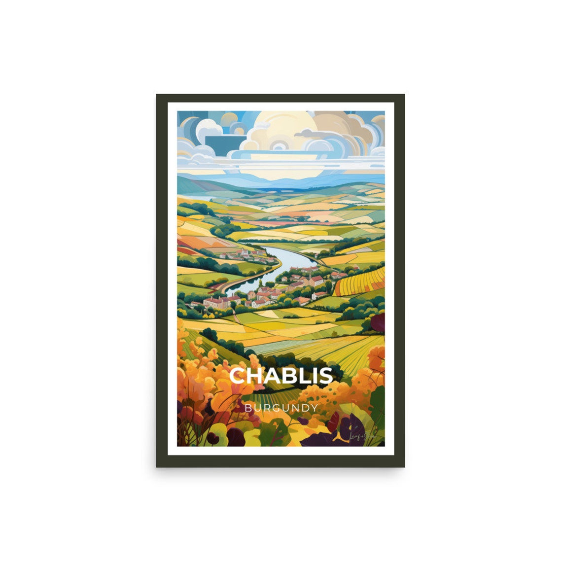Chablis Wine Region Poster, Elegant French Vineyard Print on Japanese ...