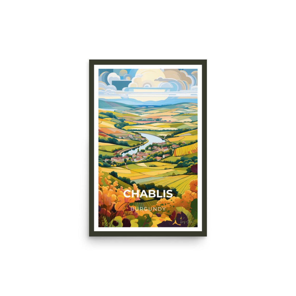 Chablis Wine Region Poster, Elegant French Vineyard Print on Japanese ...