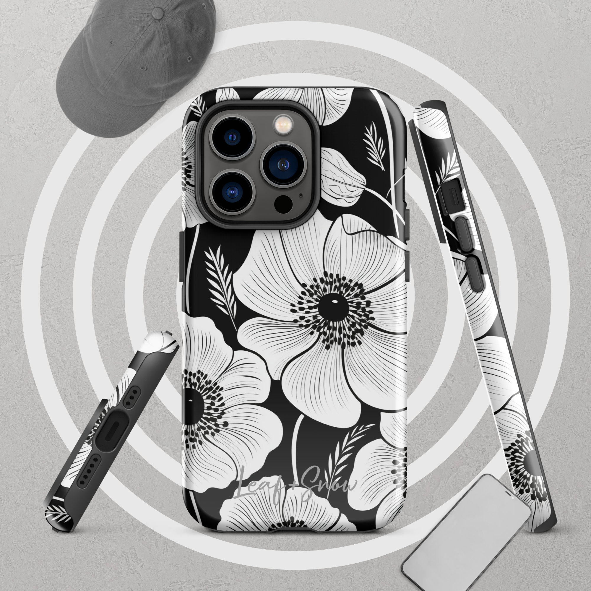 Marimekko Unikko Inspired Black and White Poppy Floral Tough Case for ...