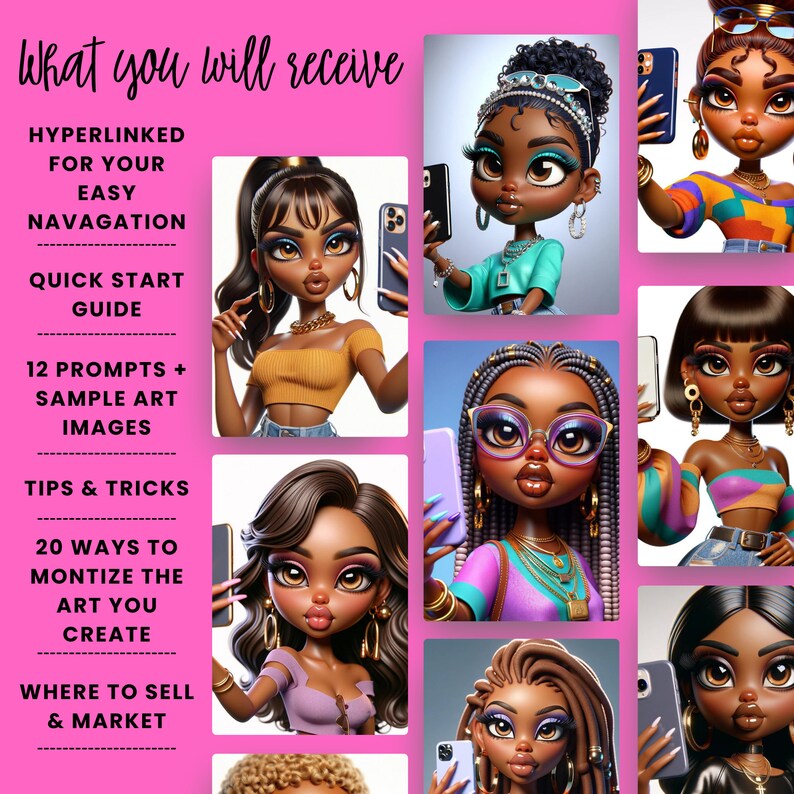 The Selfie Cuties| Chat GPT + Dalle-3 AI Prompt Guide| 12 Sample Prompts | BONUS Chatgpt Prompt ...