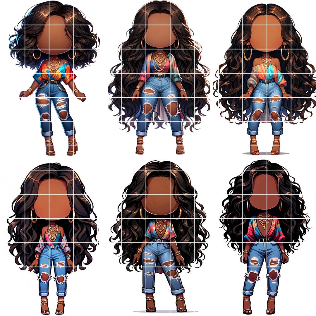 Faceless Chibi Style Fashionista Clip Art Bundle VOL ONE 23 PNG Images ...