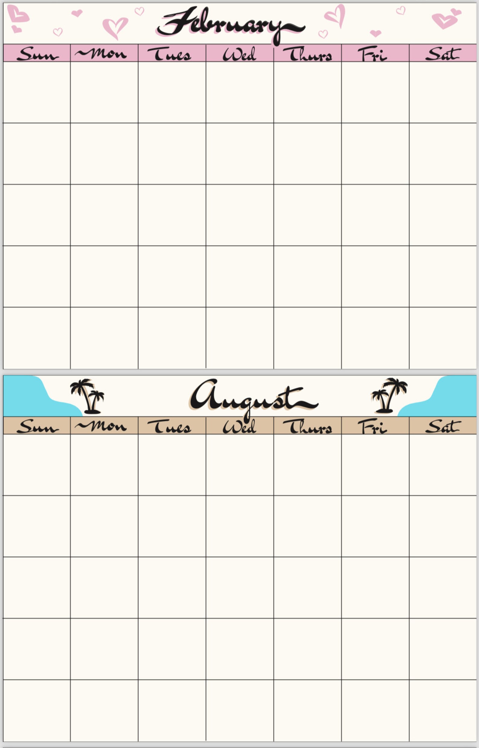 Printable Calendar With Task List, Workout Planner, Meal Planner ...