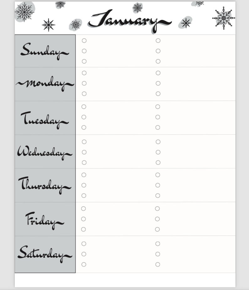 Printable Calendar With Task List, Workout Planner, Meal Planner ...
