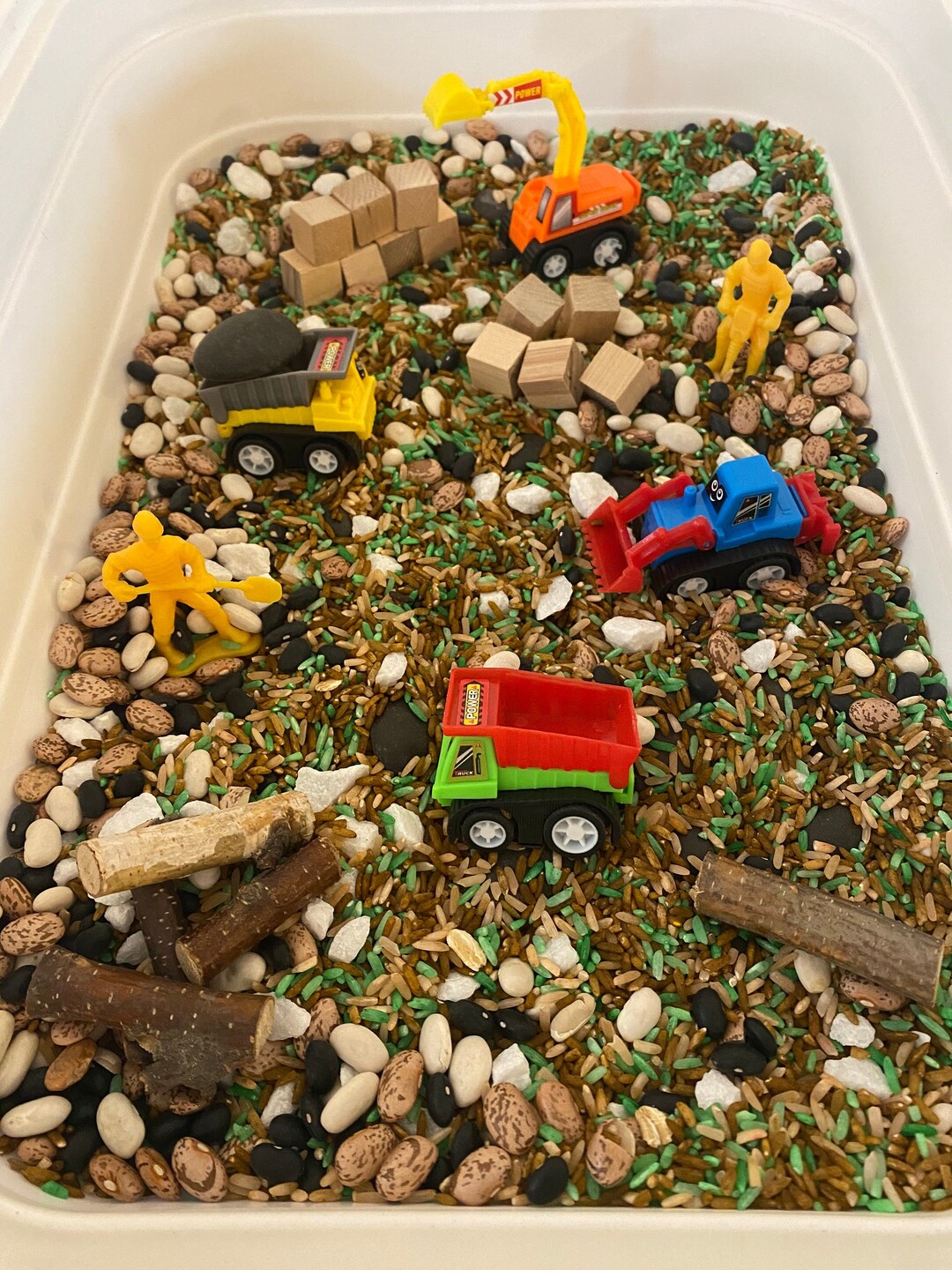 Build Your Own Sensory Bin - Sensory Mix Ins - Construction - Dinosaur ...