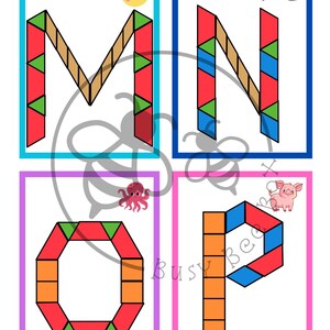 Pattern Block Alphabet Mats: Uppercase Letter Building Cards (digital ...