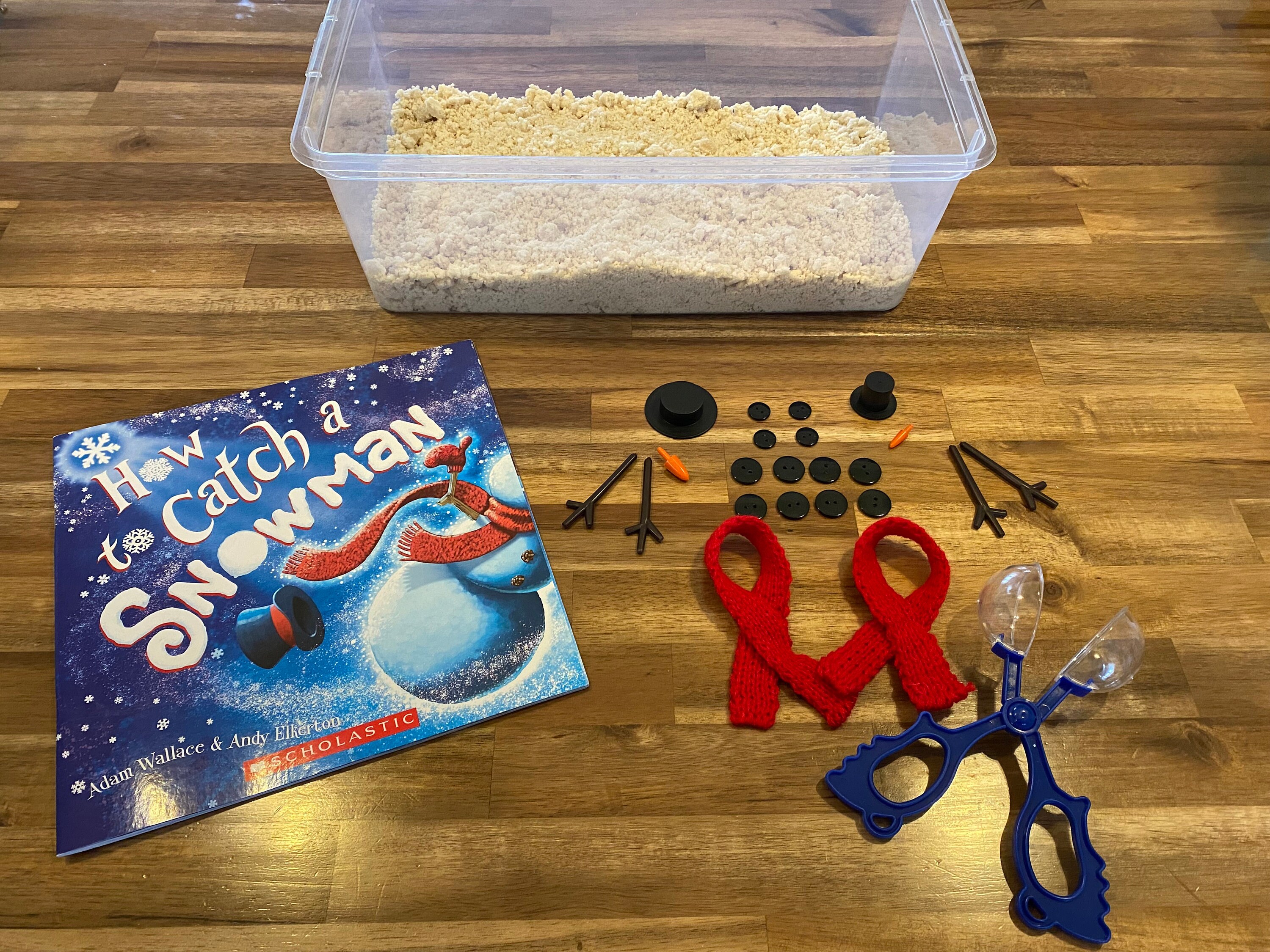 Snowman Cloud Dough Sensory Bin Winter Snow Cloud Dough Kinetic Dough ...