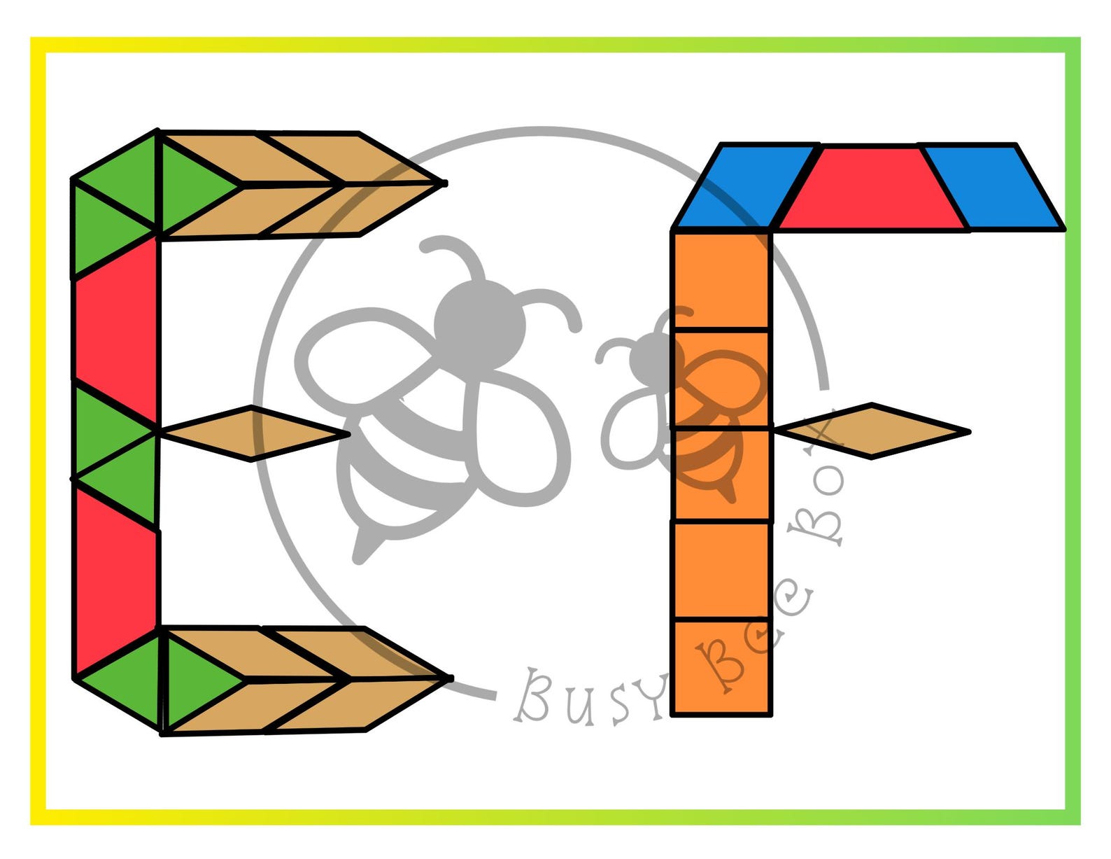 Pattern Block Alphabet Mats: Uppercase Letter Building Cards (digital ...