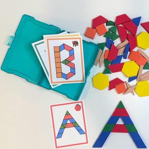 Pattern Block Alphabet Mats: Uppercase Letter Building Cards (digital ...