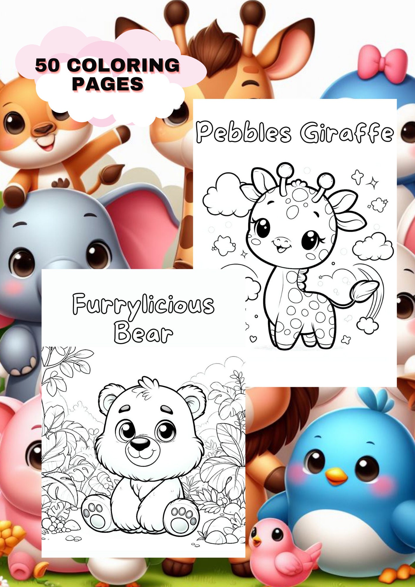 Whimsical Wonders: A Cute Animal Coloring Book Adventure - Etsy