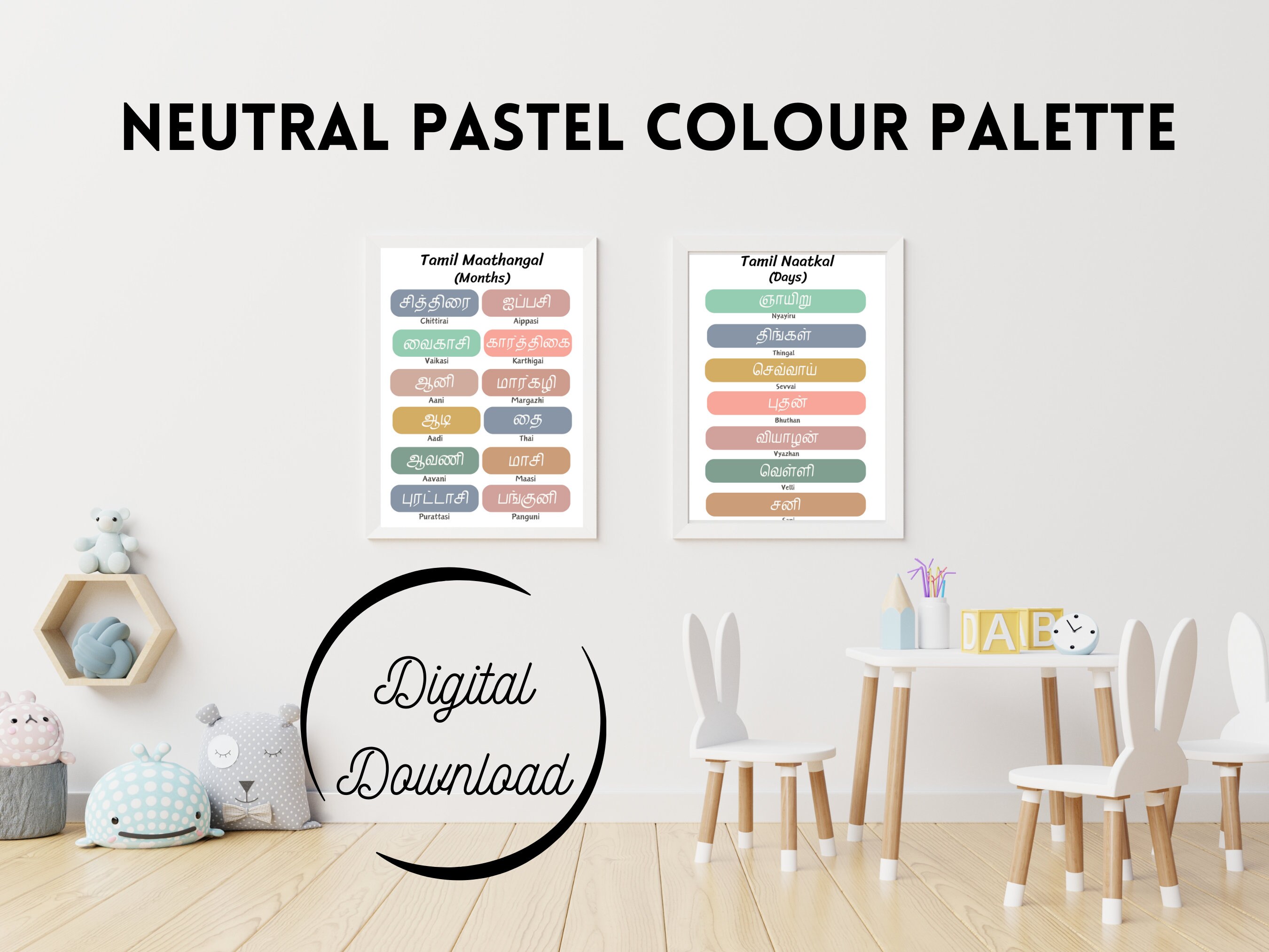 Tamil Educational Kids Posters | Set of 5 | Tamil Months | Tamil Days ...