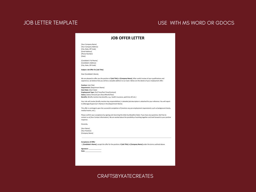 Human Resources Template HR Job Offer Letter Employment Offer Letter ...