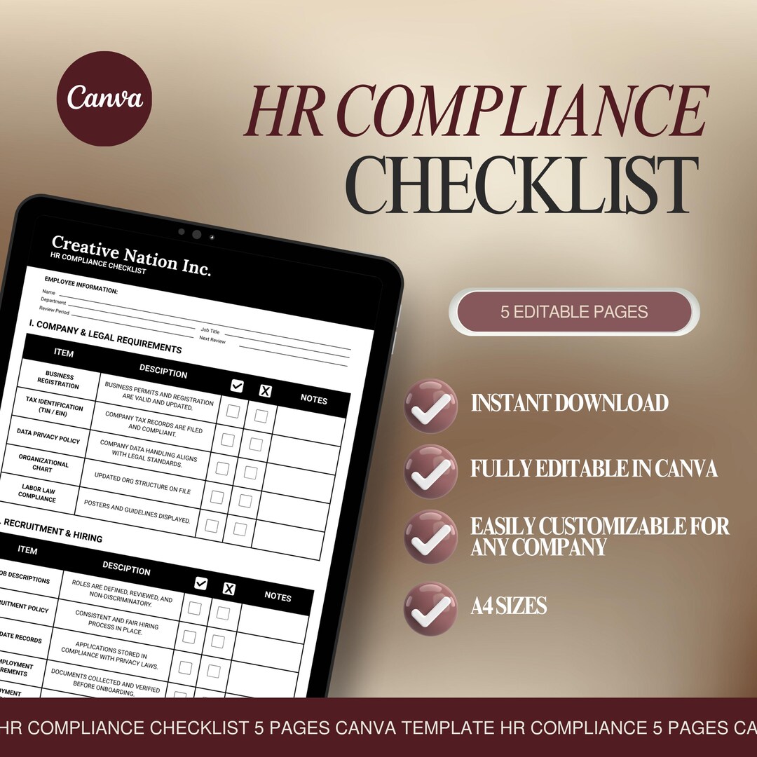 HR Checklist: Human Resources Compliance - Etsy