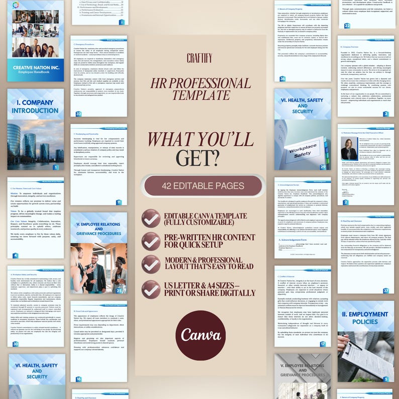 Employee Handbook Template 3: HR Onboarding Welcome Packet - Etsy