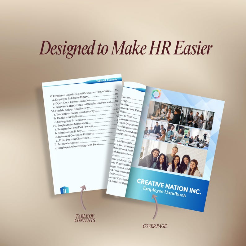 Employee Handbook Template 3: HR Onboarding Welcome Packet - Etsy