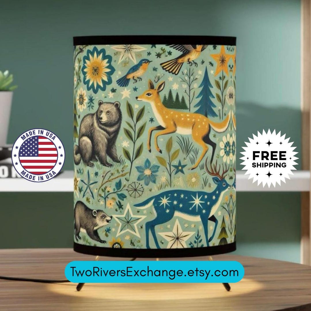 Woodland Critters Bear and Doe Book Nook Table Lamp, Desk Lamp, Vintage ...